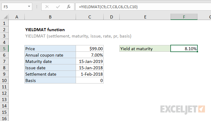 Excel YIELDMAT function | Exceljet